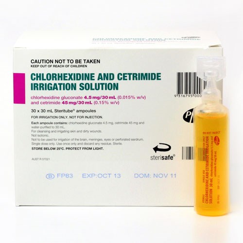 Chlorhexidine Gluconate Solutions 0.015% and Cetrimide 0.15% 30ml Amps ...