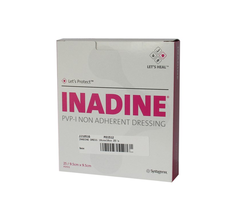 Inadine™ Non-Adherent Dressing 9.5cm x 9.5cm, Brown - Box/25